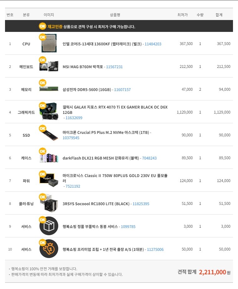 Pc 이륙소컴퓨터 견적 참고 부탁드립니다 Vortex Gaming