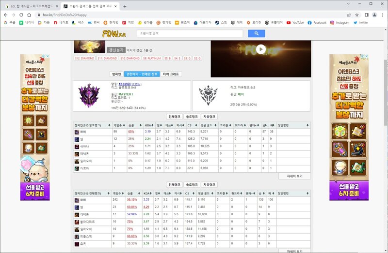 리그오브레전드 인벤 뽀삐 원챔맨 마스터 찍었어요 Lol 탑 게시판