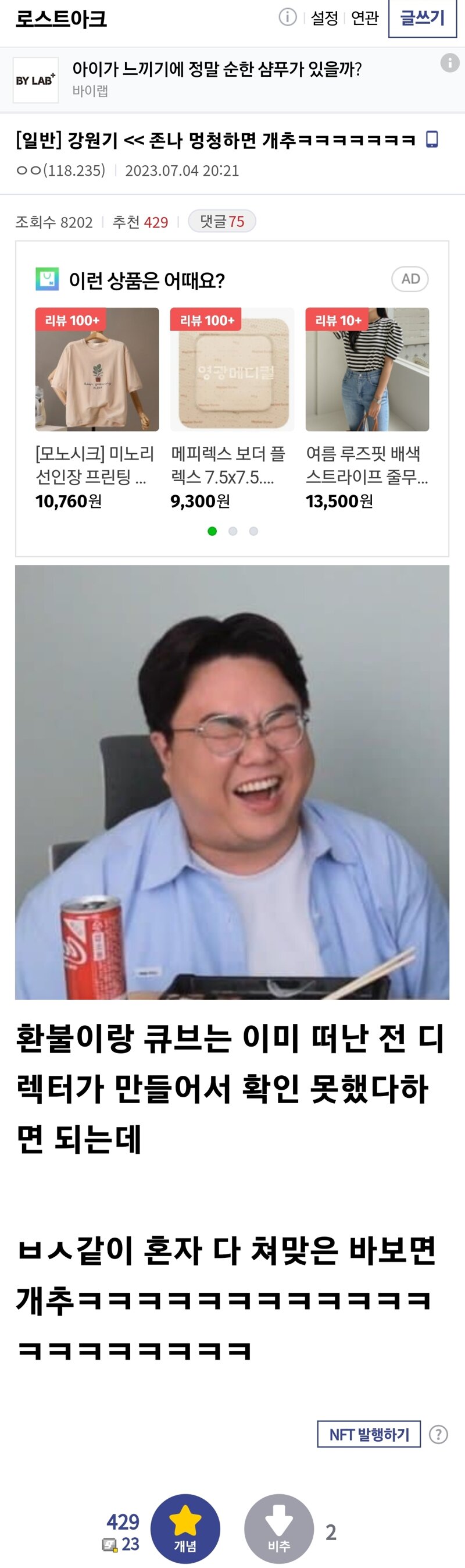 메이플스토리 커뮤니티 화제 로갤펌 강원기