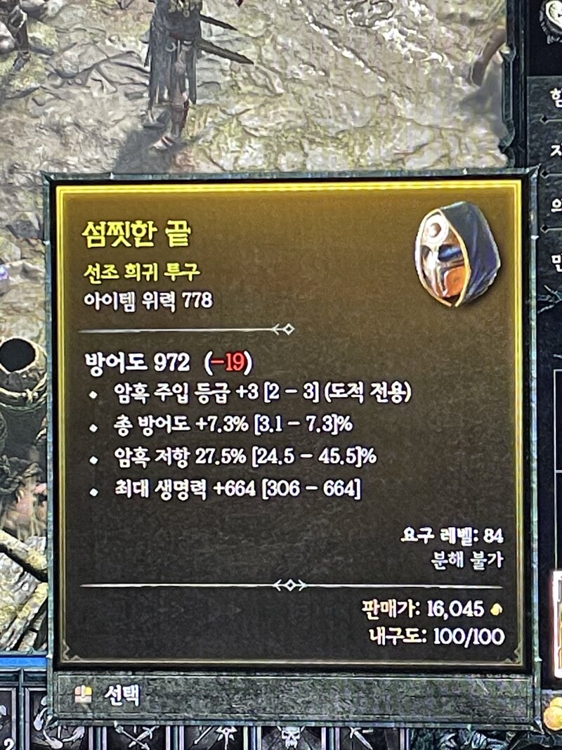디아블로4 인벤 도적 투구 종결이겠죠 디아블로4 득템자랑 게시판