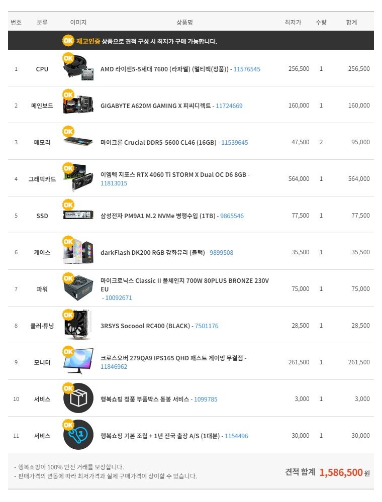 Pc 이륙소컴퓨터 견적 참고 부탁드립니다 Vortex Gaming