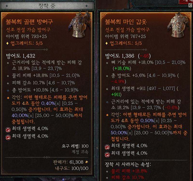 디아블로4 인벤 방어구 두개중 어떤게 좋을까요 디아블로4 인벤 강령술사 게시판