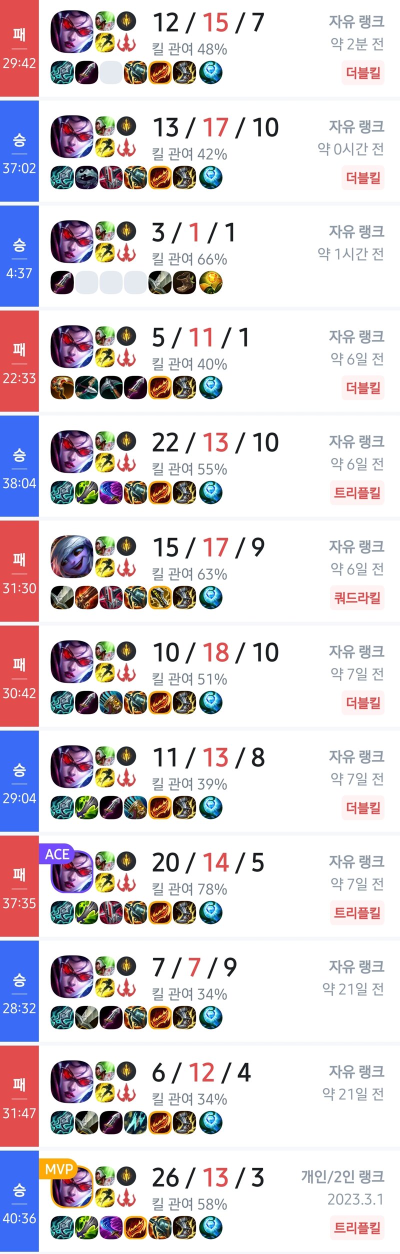 리그오브레전드 인벤 자기전에 자랭한판했는데 개미친놈만남 Lol 탑 게시판