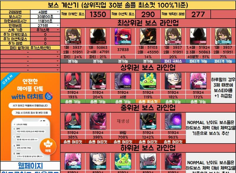 메이플스토리 인벤 6차전후 실전 딜량 비교 메이플스토리 인벤 전사 직업게시판