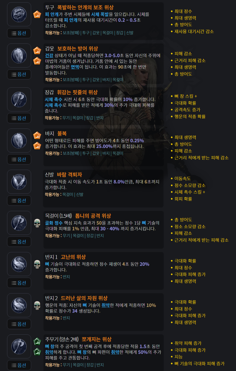 디아블로4 인벤 뼈창 강령술사 스킬트리 필요위상 옵션 우선순위 정리 디아블로4 인벤 강령술사 게시판