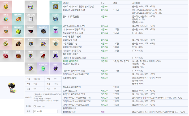 메이플스토리 인벤 간만에 스펙 기록 메이플스토리 인벤 리부트 게시판