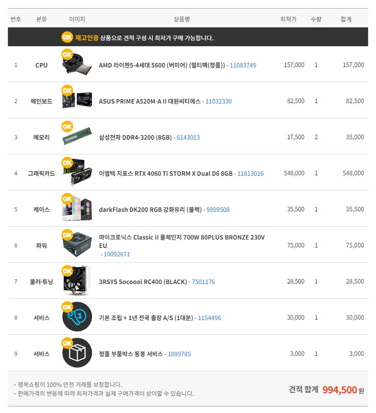 Pc 이륙소컴퓨터 견적 견적 참고 바랍니다 Vortex Gaming