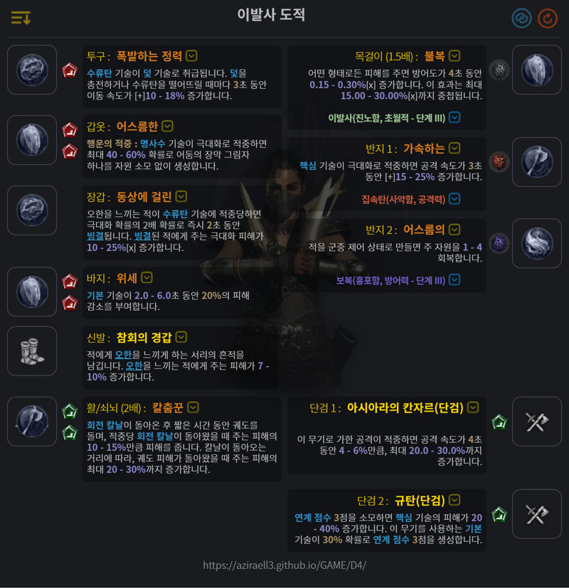 디아블로4 인벤 이발사 회칼 100단 디아블로4 인벤 도적 게시판