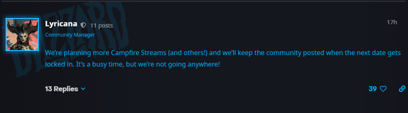 디아블로4 블루포스트소식 추가 캠프파이어 라이브 예정 Vortex Gaming
