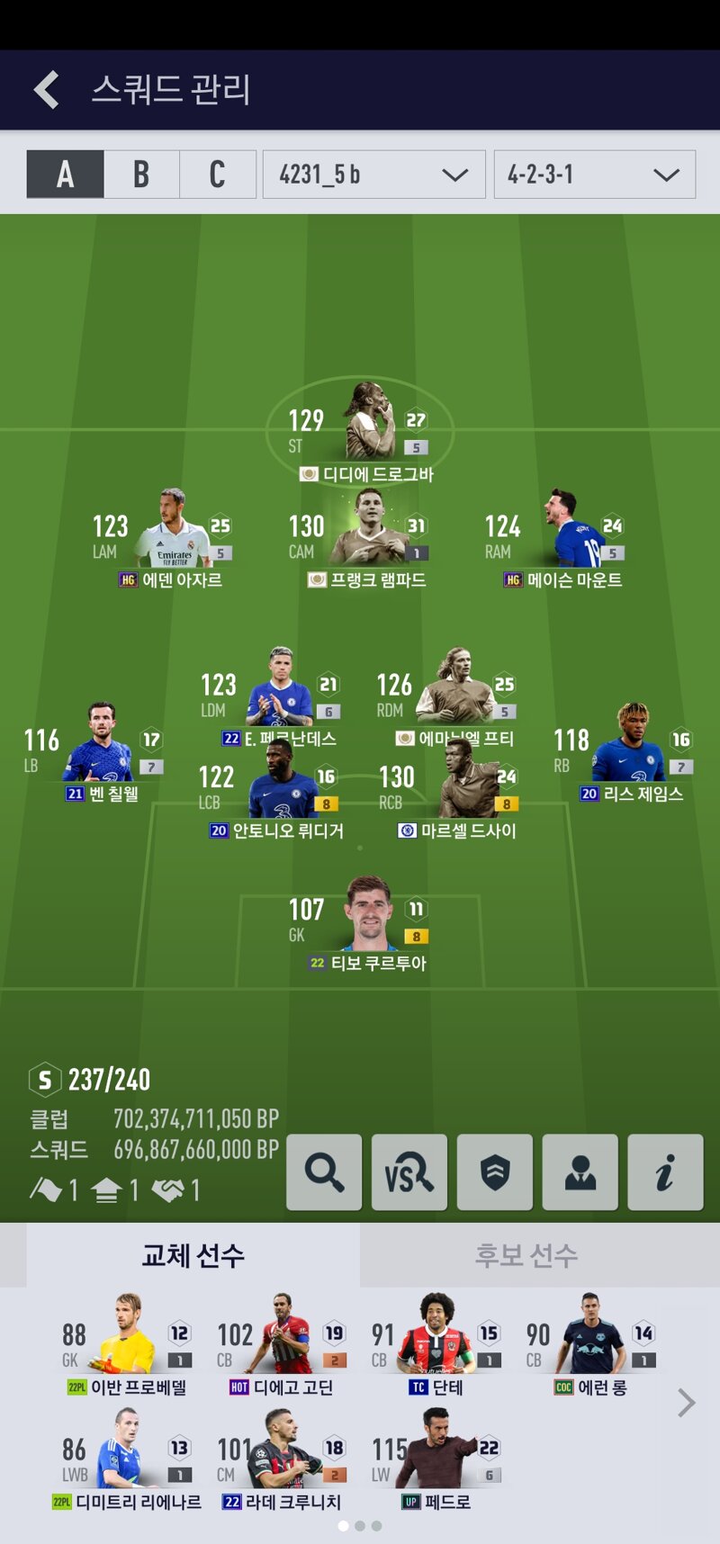 Fc 온라인 인벤 첼시 보강 Or 서브 추천드립니다 Fc 온라인 인벤 자유게시판