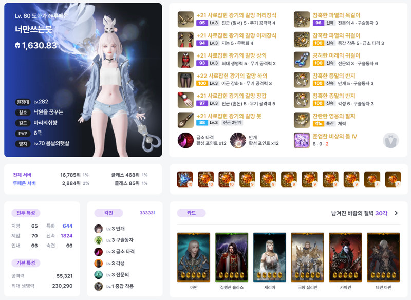로스트아크 인벤 하멘대비 보석이냐 강화냐 질문 드립니다 로스트아크 인벤 도화가 게시판