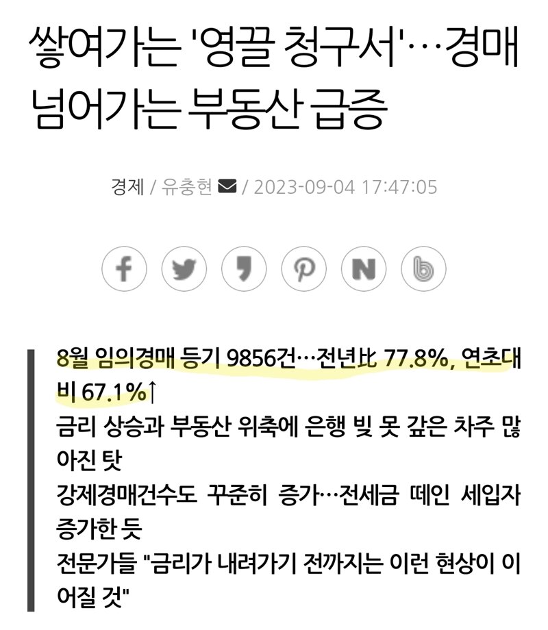 쌓여가는 영끌 청구서경매 넘어가는 부동산 급증 오픈이슈갤러리 인벤