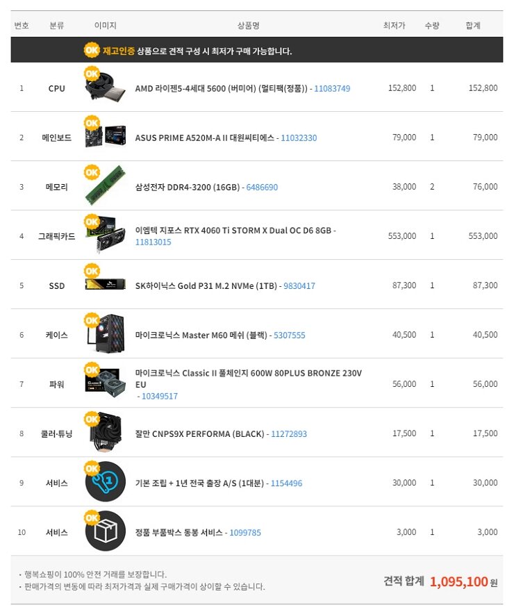 Pc 이륙소컴퓨터 견적 견적 참고 바랍니다 Vortex Gaming