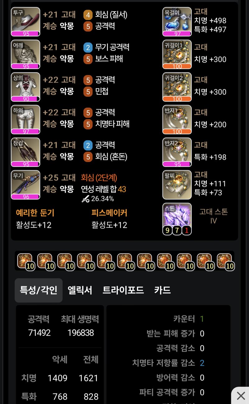 로스트아크 인벤 카멘 전 스펙 갱신합니다 로스트아크 인벤 건슬링어 게시판