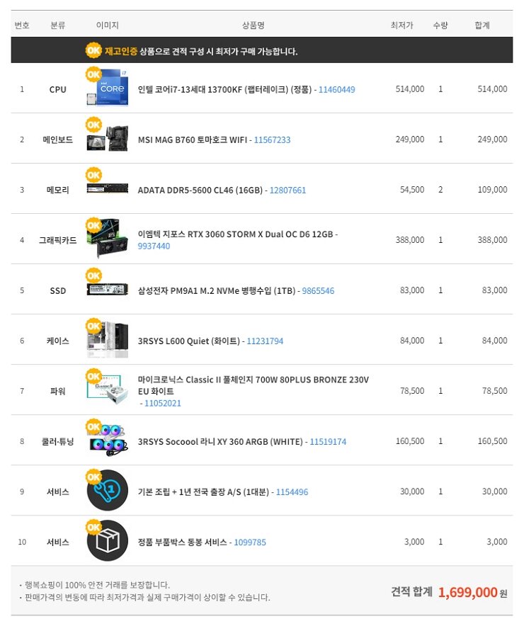 Pc 이륙소컴퓨터 견적 견적 참고 바랍니다 Vortex Gaming