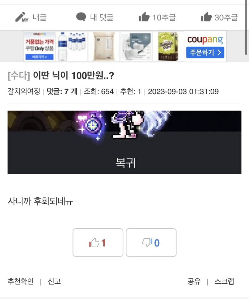 노을 길드 닉넴 ‘복귀 보팔이 정당화하다가 왜 글삭튀 볼텍스 게이밍