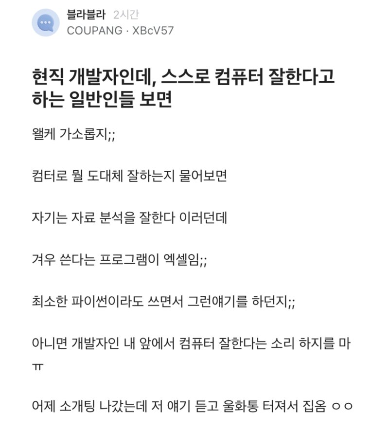 개발자의 소개팅 후기 오픈이슈갤러리 인벤