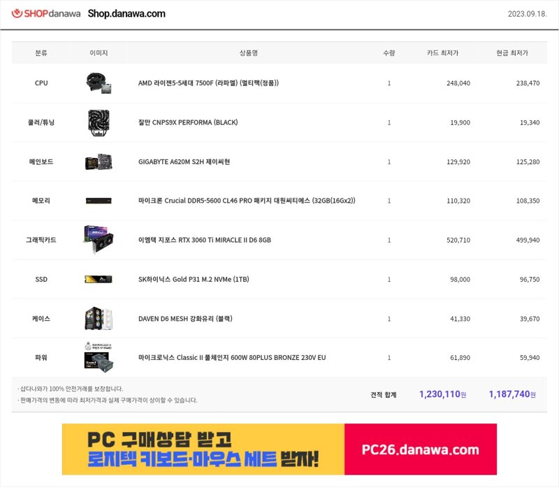 컴퓨터 견적 좀 봐 주세요 볼텍스 게이밍