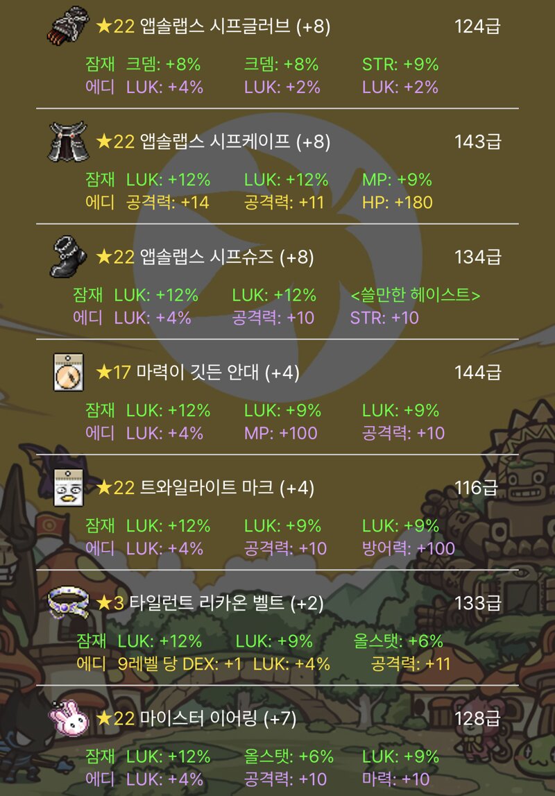 메이플스토리 인벤 스펙업 방향 및 마깃안 샤타때 22성 해볼만할까요 메이플스토리 인벤 자유게시판