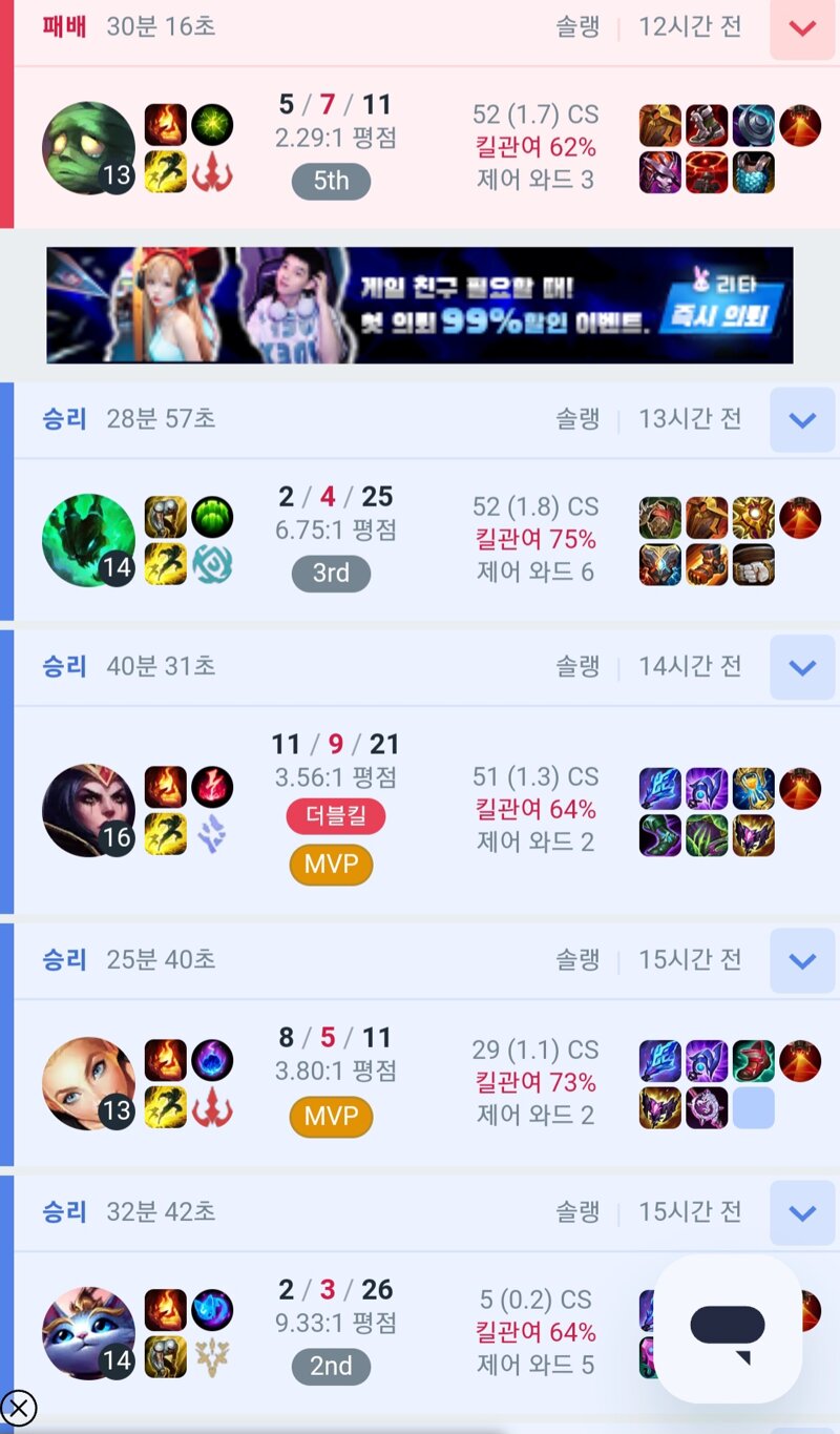 리그오브레전드 인벤 오랜만에 서폿햇는데 4연승함 Lol 서포터 게시판