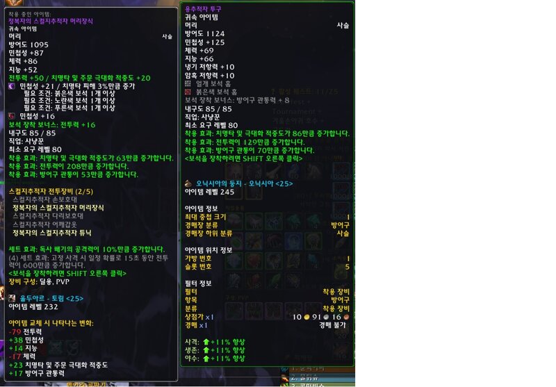 월드 오브 워크래프트 인벤 냥꾼 템 좀 비교해주세요 와우 인벤 클래식 게시판