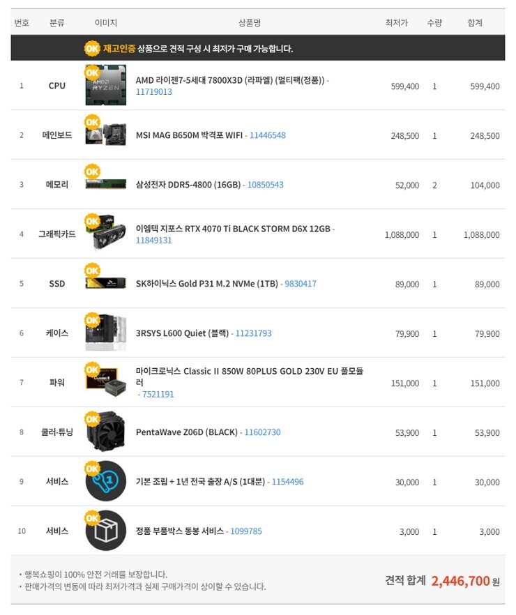 Pc 이륙소컴퓨터 견적 견적 참고 바랍니다 Vortex Gaming