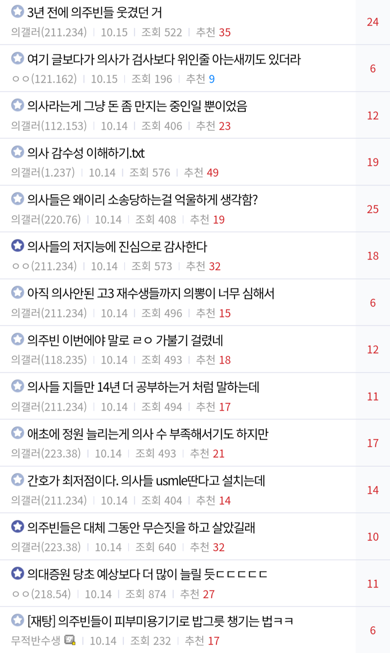 의대 증원 하는것에 대한 반응 디시 오픈이슈갤러리 인벤