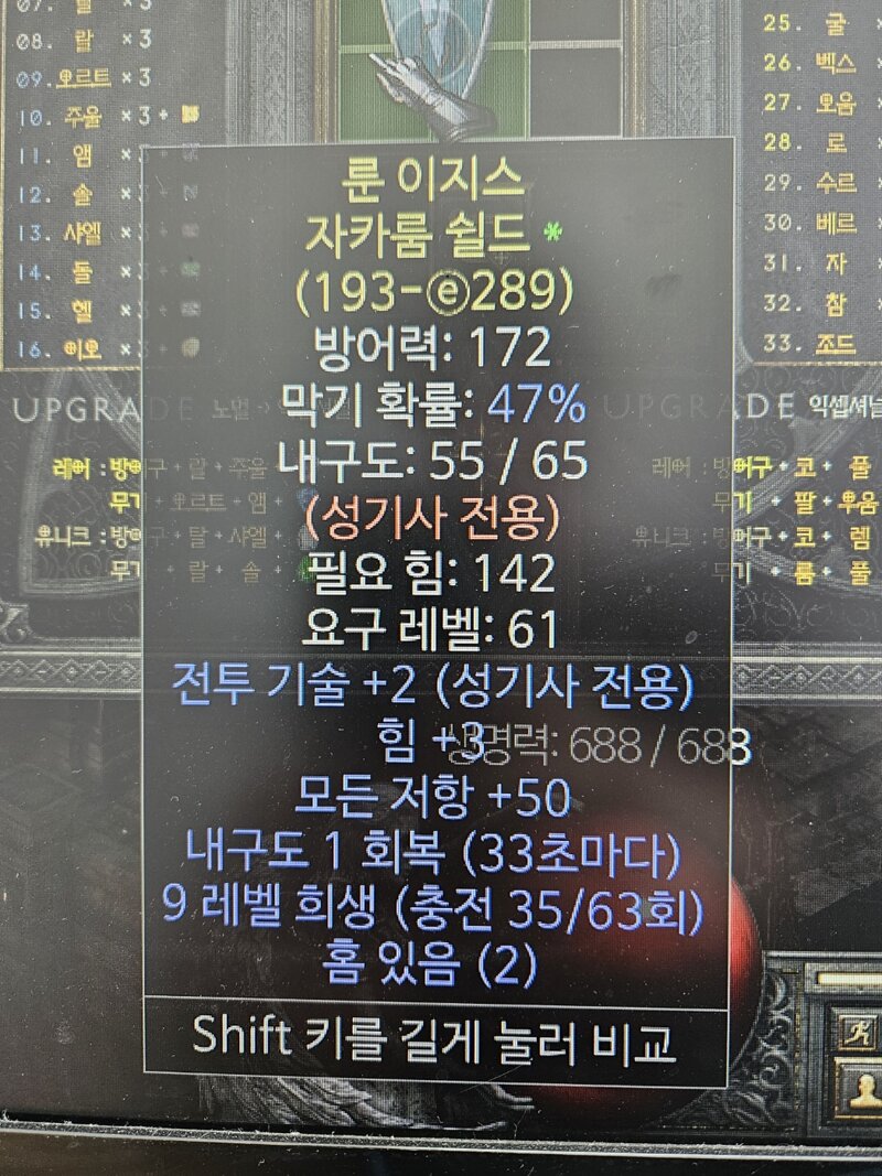 레어방패 이거 안쓰이겠죠 디아블로2 성기사 게시판 디아블로2 인벤