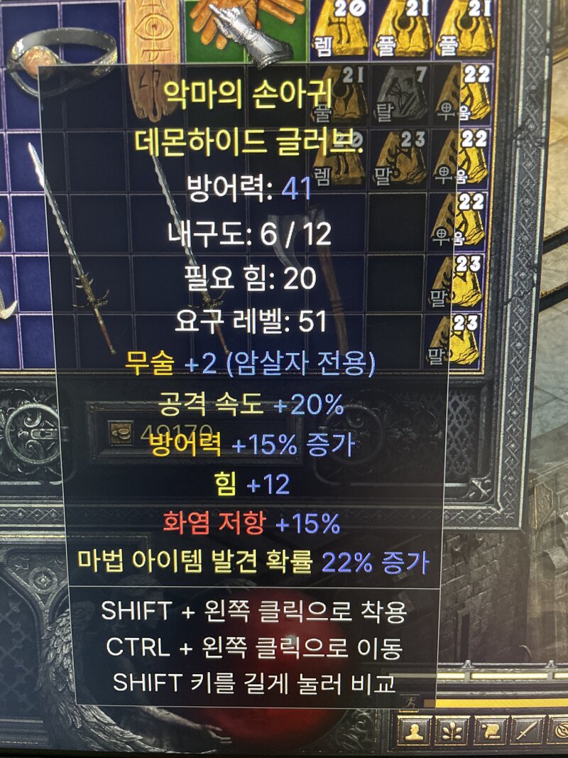 래더 무술장갑 득인가요 디아블로2 득템and자랑 게시판 디아블로2 인벤