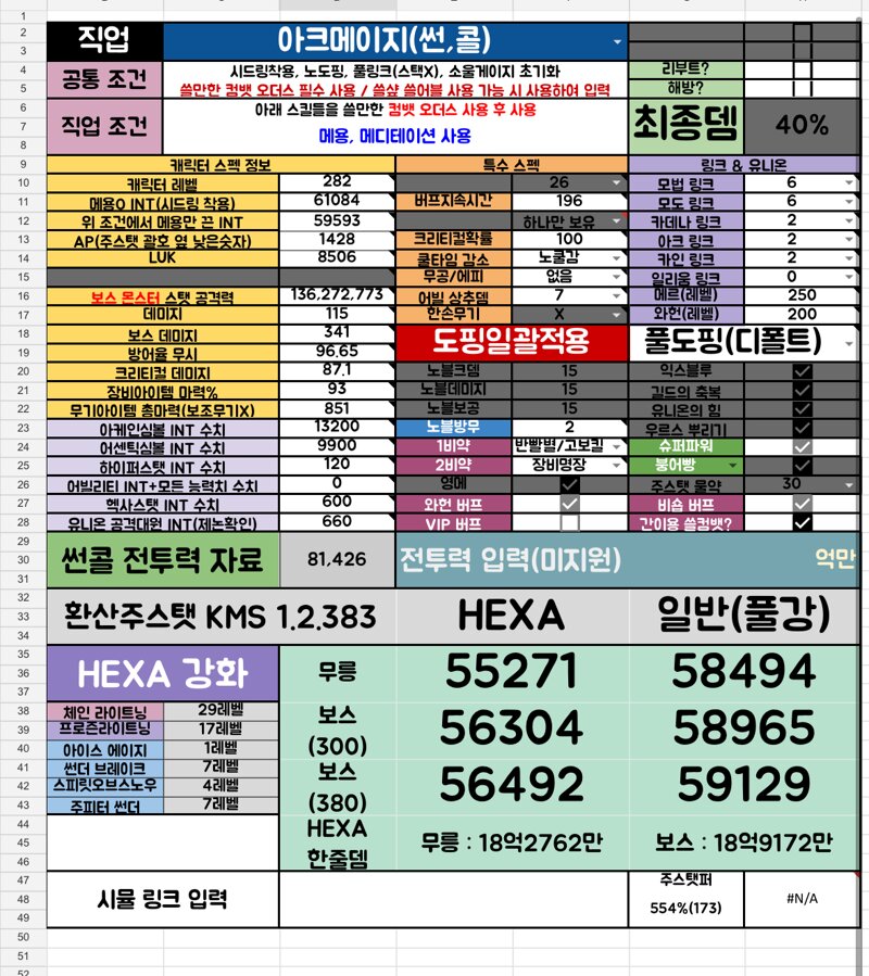 메이플스토리 인벤 스펙 기록용 메이플스토리 인벤 마법사 직업게시판