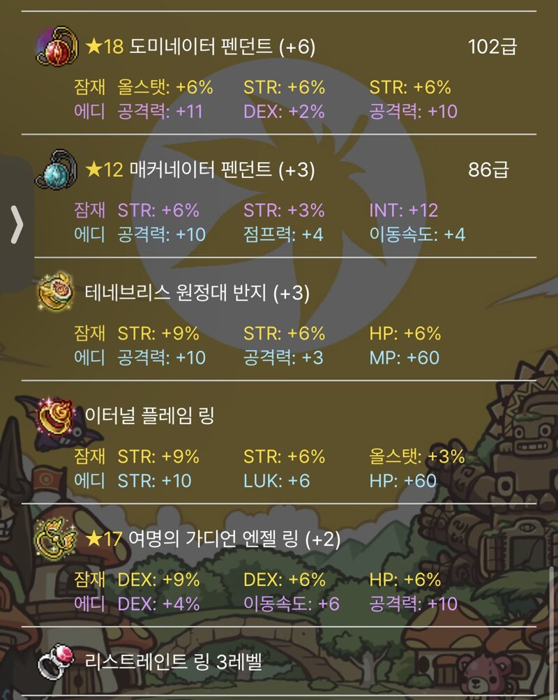 메이플스토리 인벤 하드보스 솔플 목표스펙인데 어디를 바꿀까요 메이플스토리 인벤 전사 직업게시판