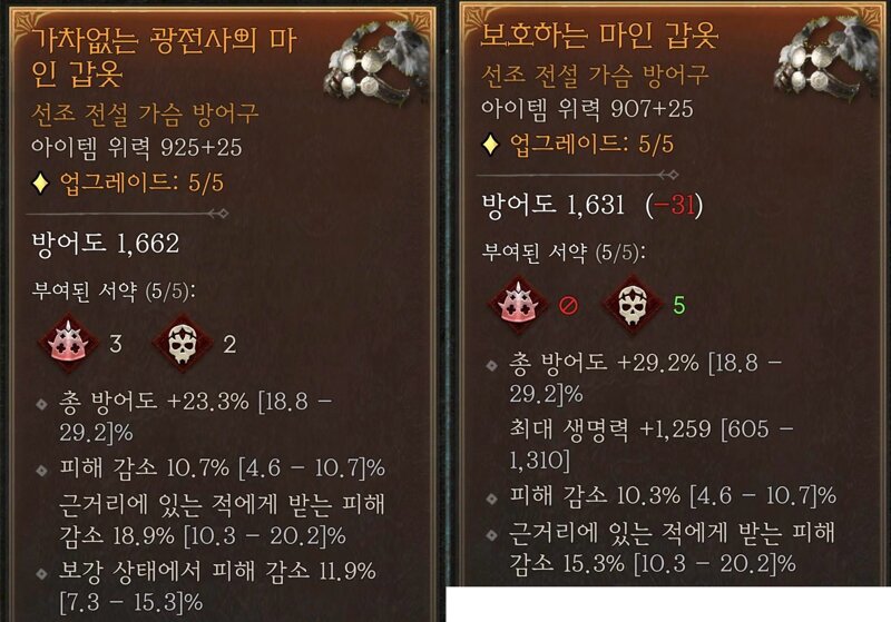 디아블로4 인벤 선생님들 갑옷 어떤게 더 좋을까요 디아블로4 인벤 야만용사 게시판