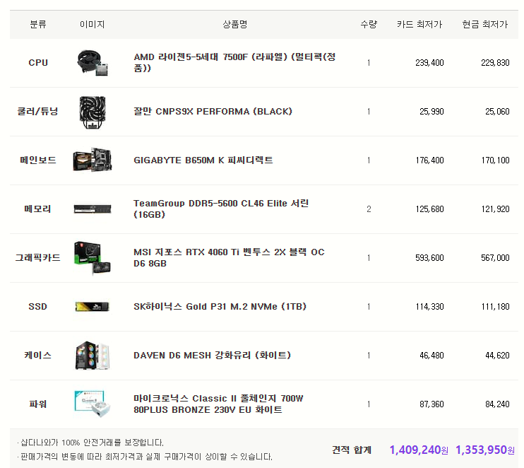 Pc 이륙소컴퓨터 견적 이륙해도될까요 Vortex Gaming
