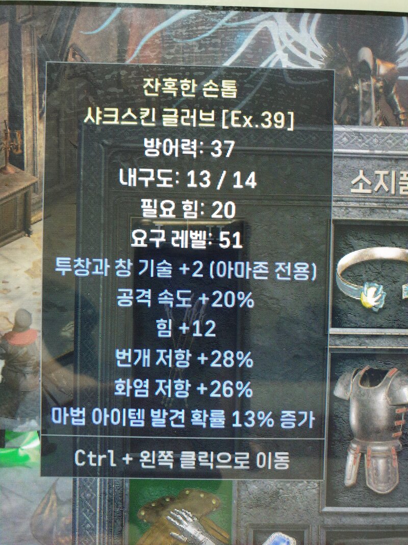 아마 투창장갑입니다 디아블로2 득템and자랑 게시판 디아블로2 인벤