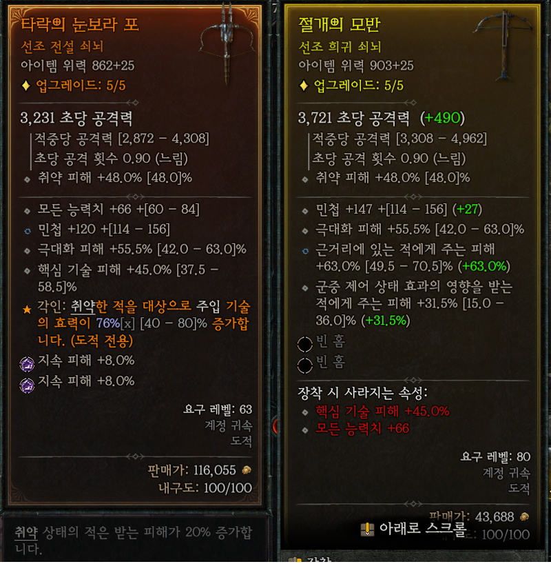디아블로4 인벤 독주입 도적인데 쇠뇌 어떤게 더 나을까요 디아블로4 인벤 도적 게시판
