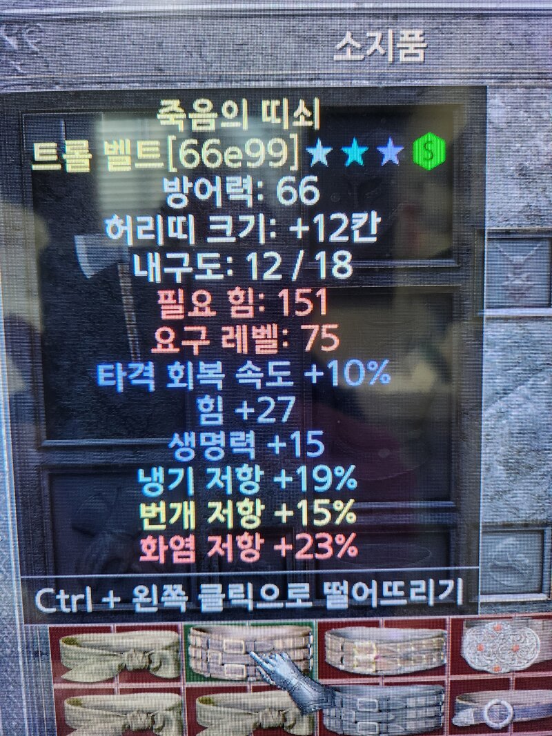 벨트 이거 득인가요 디아블로2 득템and자랑 게시판 디아블로2 인벤