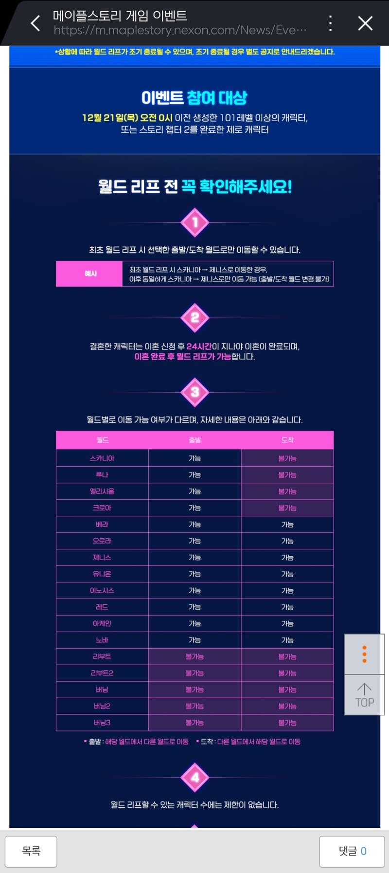 메이플스토리 인벤 월드리프 스루엘크 불가 메이플스토리 인벤 자유게시판
