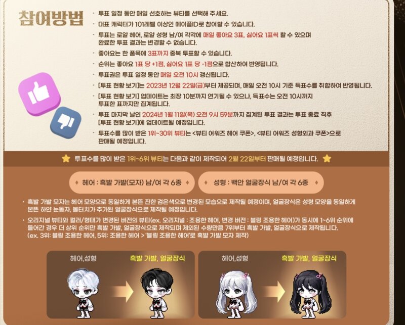 메이플스토리 인벤 뷰티어워즈 흑발and백안 제작 메이플스토리 인벤 자유게시판
