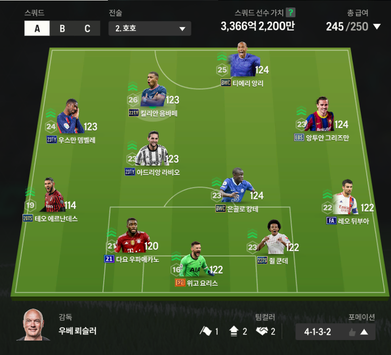 Fc 온라인 인벤 피린이 뇌피셜 깐지 프랑스 스쿼드 구경하세요 Fc 온라인 인벤 팀전술 평가 상담 게시판
