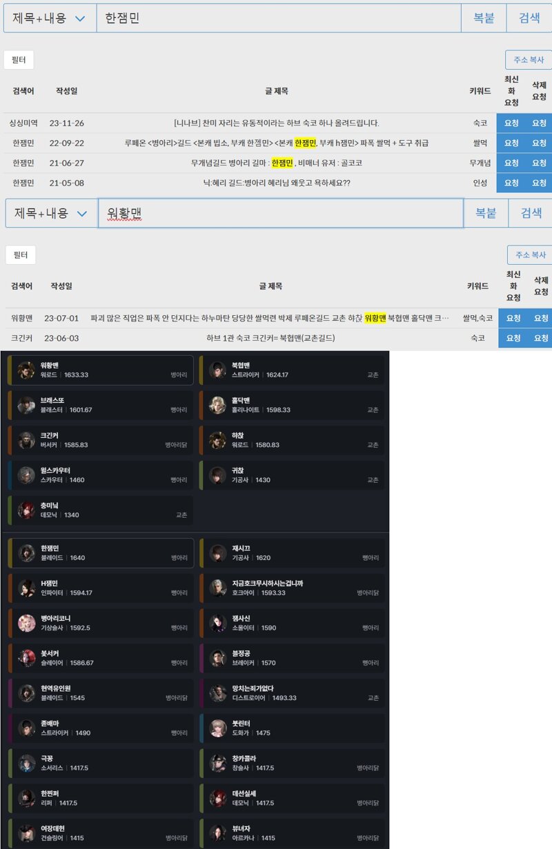 로스트아크 인벤 패드립 벌레 숙코 지인 박제 한잼민 병아리 길드 워황맨 병아리 길드 로스트아크 인벤 서버 사건사고 게시판