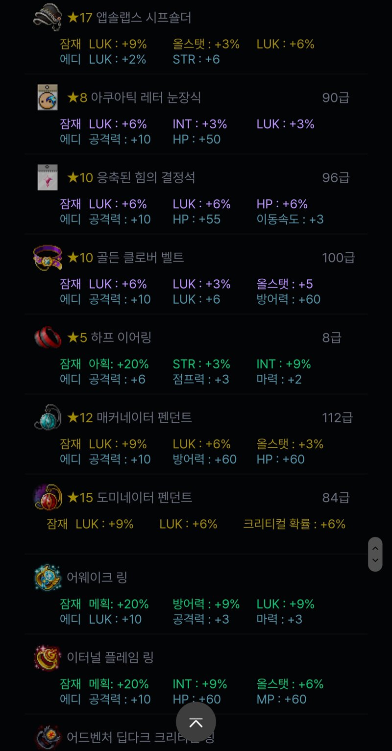 메이플스토리 인벤 섀도 선배님들 247 뉴비 템 진로 조언 부탁드립니다 메이플스토리 인벤 도적 직업게시판