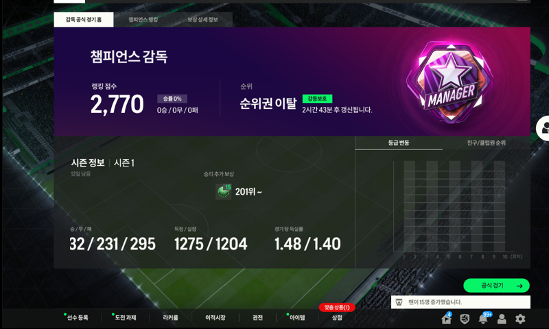 Fc 온라인 인벤 3300억 프랑스 챔피언스 달성 Fc 온라인 인벤 감독모드 게시판