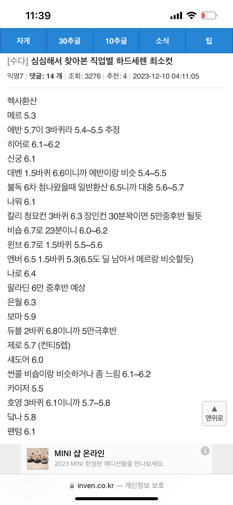 메이플스토리 인벤 나워 보스 클탐은 하위권 메이플스토리 인벤 도적 직업게시판
