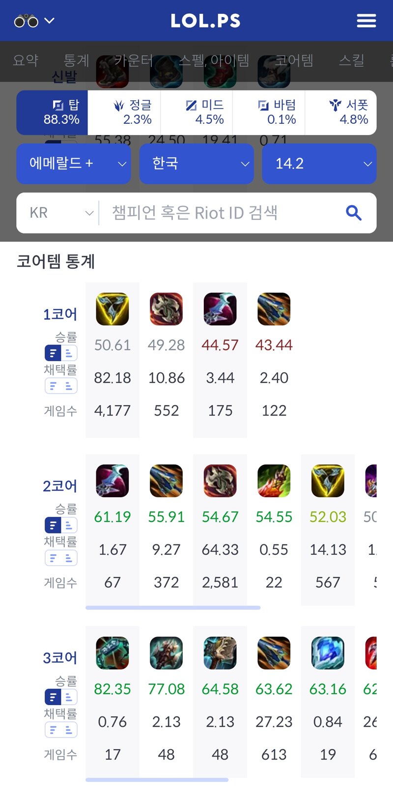 리그오브레전드 인벤 카밀 월식 승률이 잘 뽑히던데 Lol 탑 게시판