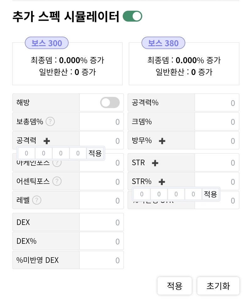 메이플스토리 인벤 환산주스텟 추가스펙 시뮬 질문 메이플스토리 인벤 자유게시판