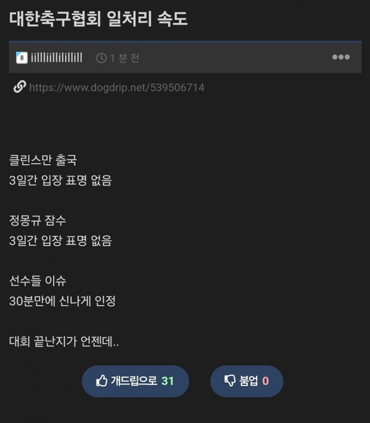 오픈 이슈 갤러리 대한축구협회 일처리 속도 Vortex Gaming