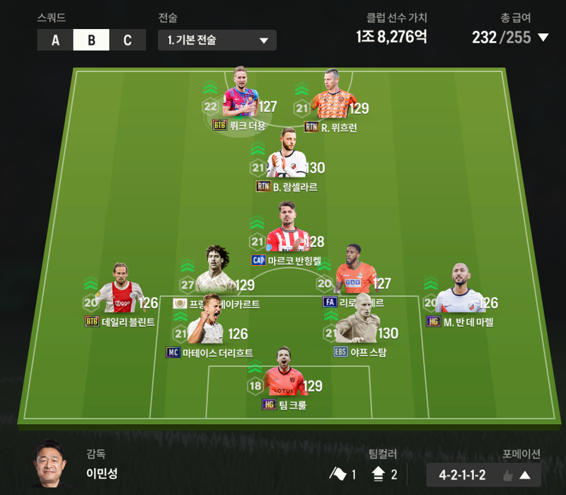 Fc 온라인 인벤 초보 네덜란드 스쿼드 전술 조언 좀 부탁드립니다 Fc 온라인 인벤 감독모드 게시판
