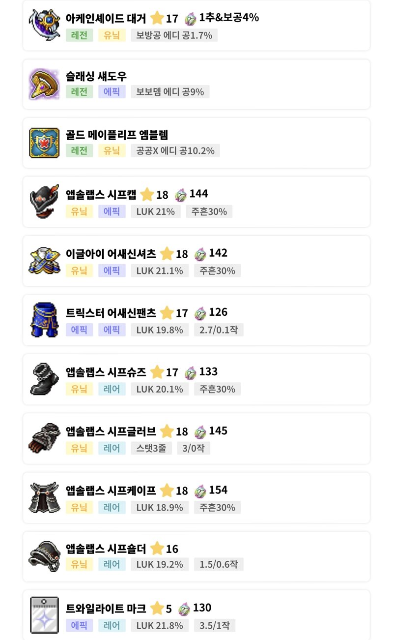 메이플스토리 인벤 메린이 템진로좀 봐주세요 ㅜㅜ 메이플스토리 인벤 도적 직업게시판