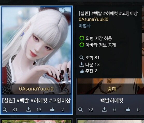 로스트아크 인벤 스타일북 공유 실린백발 히메컷고양이상 로스트아크 인벤 스크린샷 갤러리
