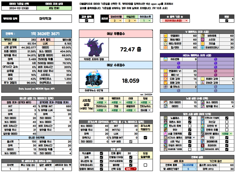 메이플스토리 인벤 수로무릉 계산기 Api 기능 추가용 메이플스토리 인벤 마법사 직업게시판